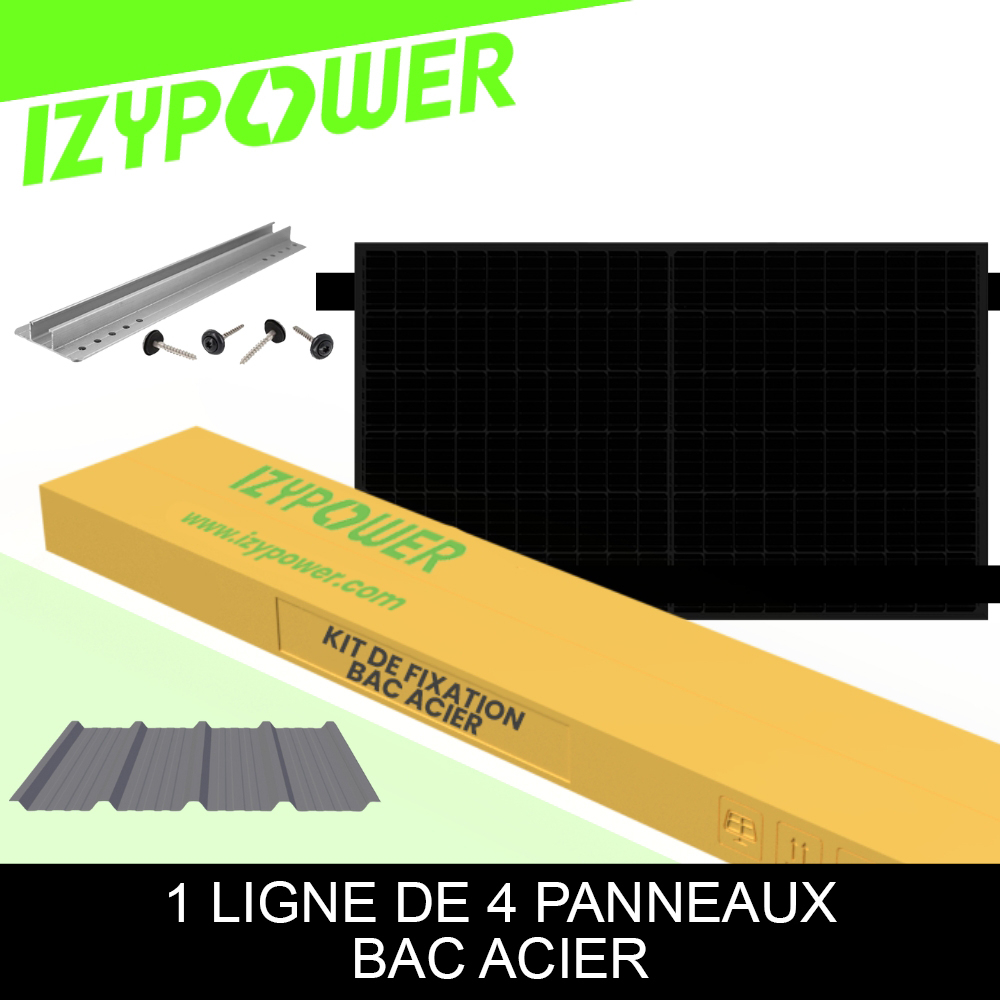Fixations bac acier – 4 panneaux – Kit mini-rails photovoltaïque ...